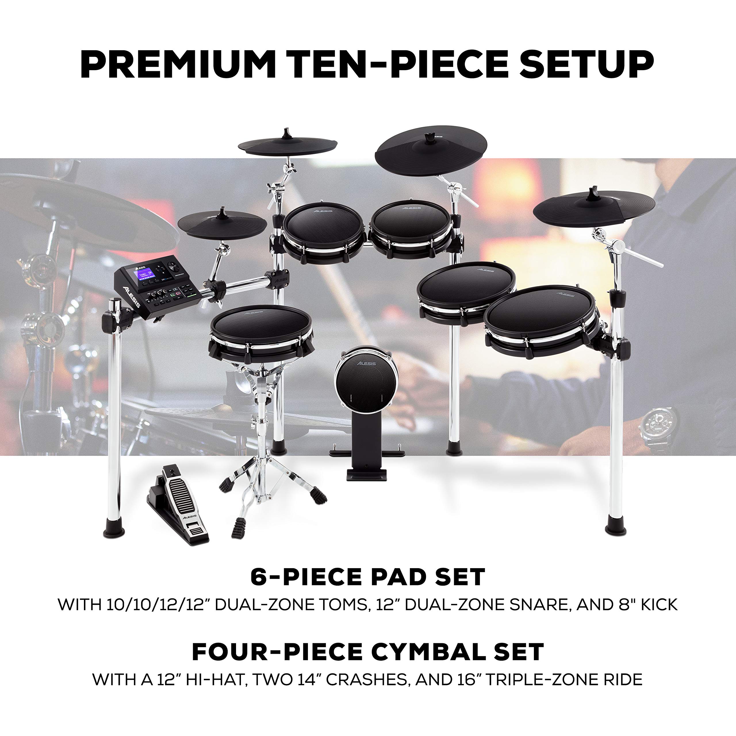 Alesis Strike Pro Special Edition β Electric Drum Set with Full-Sized Kick Drum, Hybrid Wood-Shell Toms and Snare, 4 Cymbals, Hi-Hat and 45000 Samples