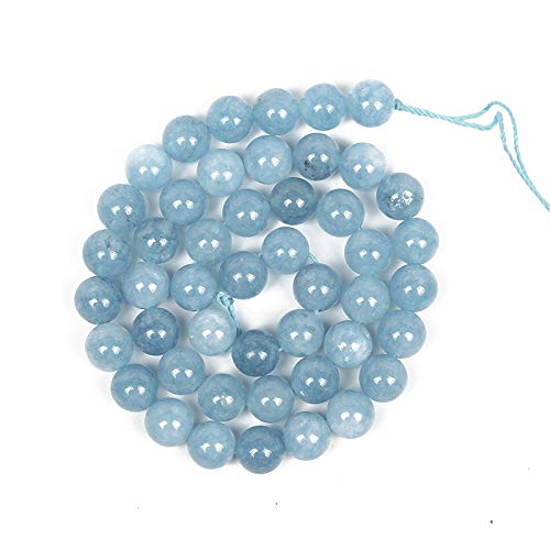 45pcs 8mm Blue Chalcedony Jades Natural Stone Beads for Jewelry Making,Energy Stone Healing Power,Enjoy DIY Fun