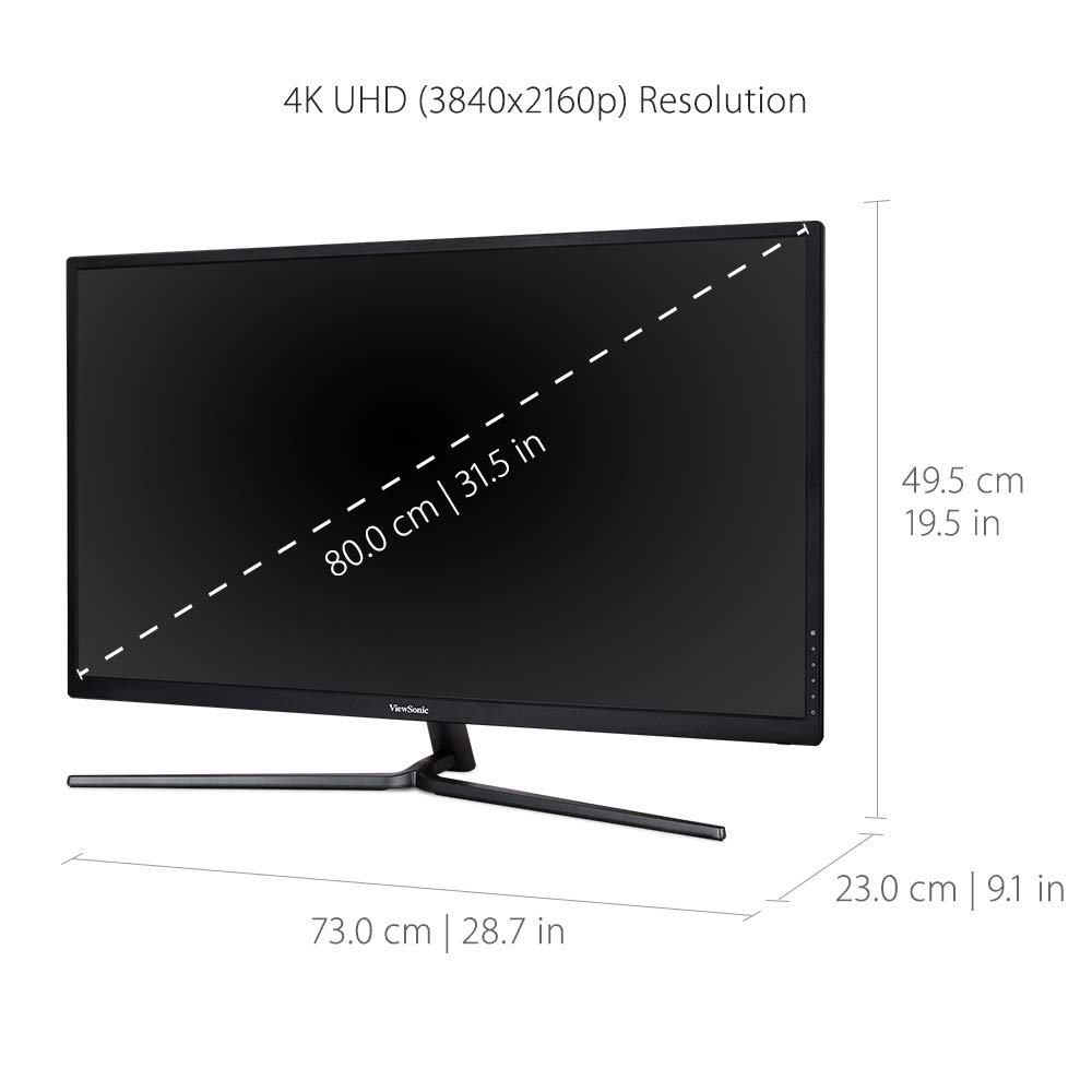 ViewSonic VX3211-4K-MHD 32 Inch 4K UHD Monitor with 99% sRGB Color Coverage HDR10 FreeSync HDMI and DisplayPort, Black