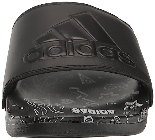 adidas Unisex Adilette Comfort Slide Sandal, Core Black/Core Black/White, 6 US Men