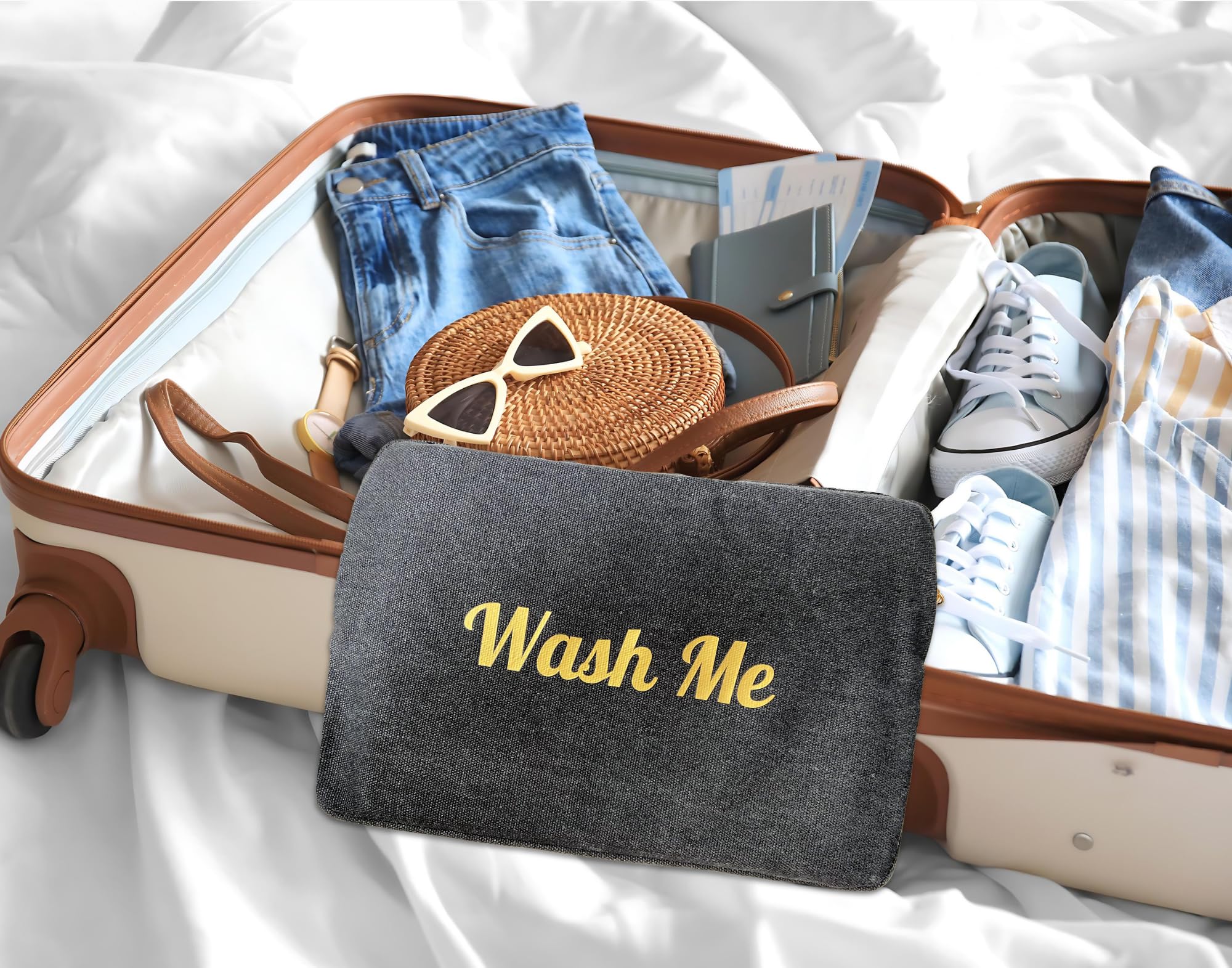 Travel Fanatics Canvas Two Sided Travel Laundry Bag - Washable Laundry Bag with Clean and Dirty Sides - Wash Me & Wear Me - Black
