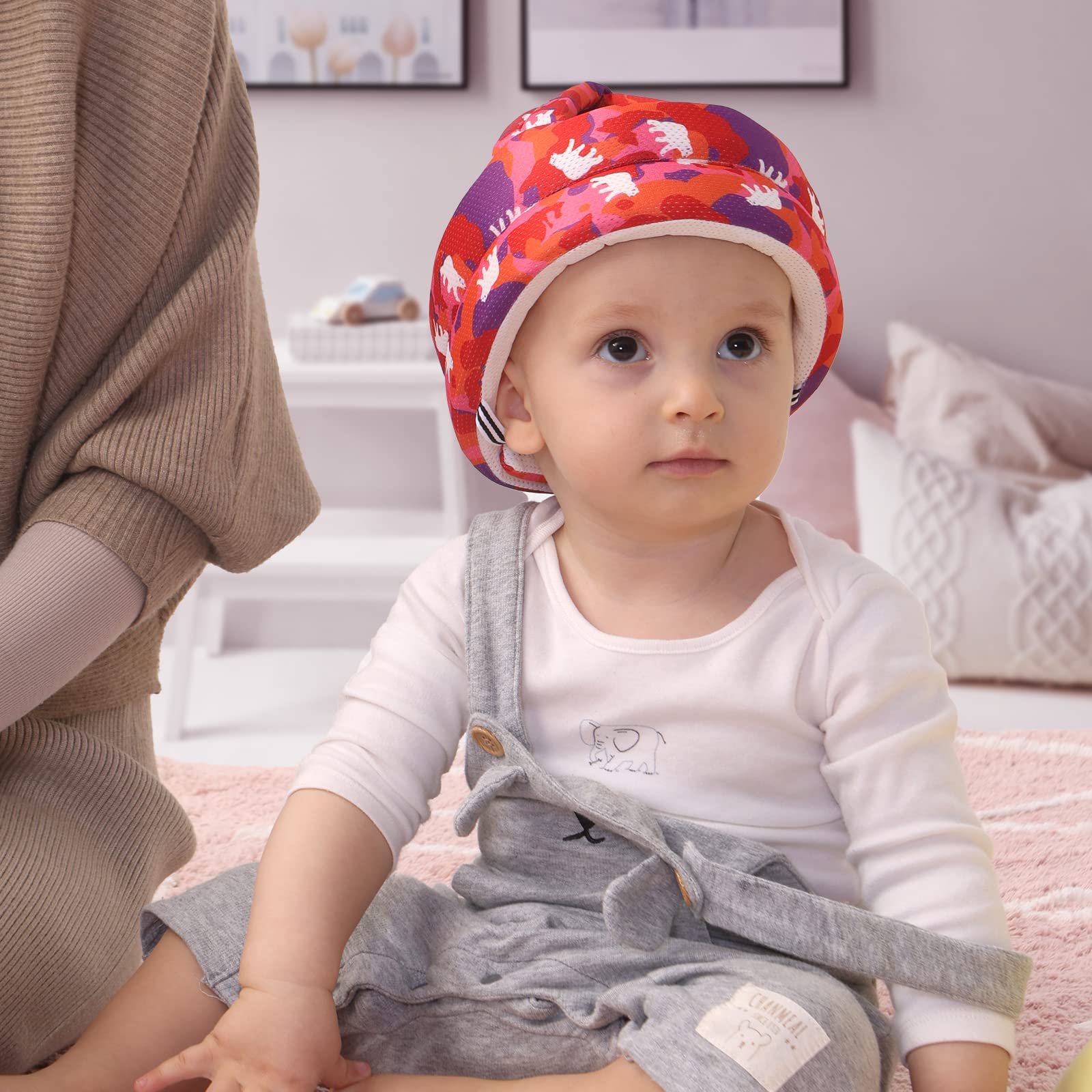 Baby Safety Helmet for Crawling Walking, Breathable Protective Infant Helmet for 1-2 Years Baby Walk No Bump Helmet - Red
