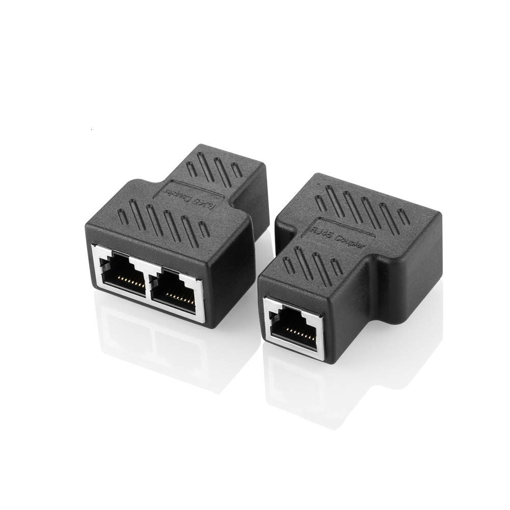 Oxsubor RJ45 Splitter Connectors Adapter 1 to 2 Ethernet Coupler Double Socket HUB Interface Contact Modular Plug Connect Network LAN Internet Cat5 Cat62 Pack (Can't Run Both at The Same TIME)
