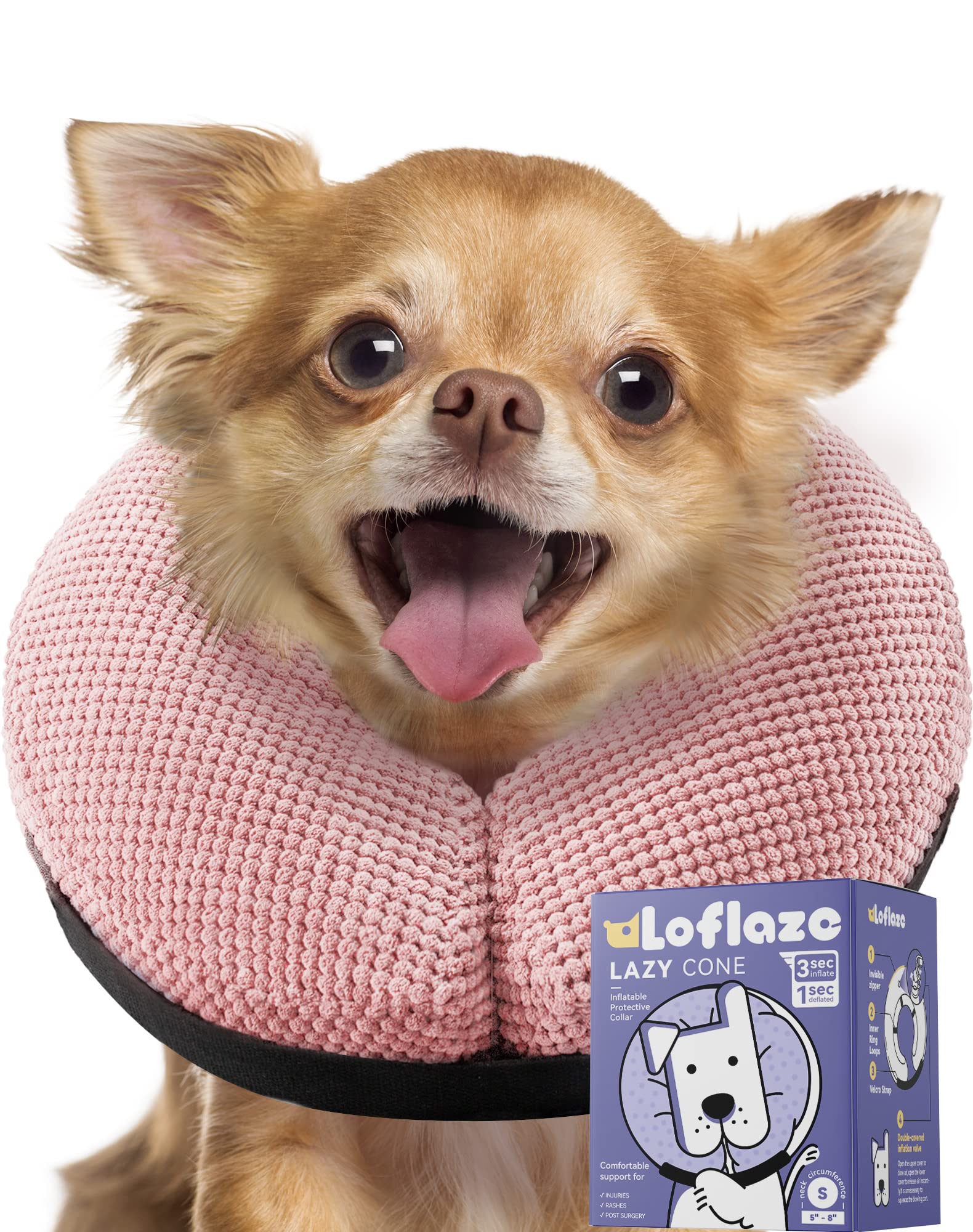Loflaze Soft Inflatable Dog Cone Collar for Large Medium Small Dogs Cats After Surgery - Dog Neck Donut, E Collar, Elizabethan Collar Alternatives for Dogs Recovery