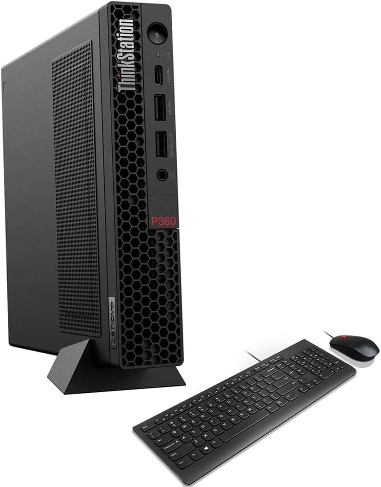 Lenovo ThinkStation P360 Business Mini Desktop Black (Intel i7-12700T, 16GB RAM, NVIDIA T400, 512GB SSD, WiFi, Bluetooth, HDMI, USB 3.2, Display Port, Black, Win 10 Pro) with Hub