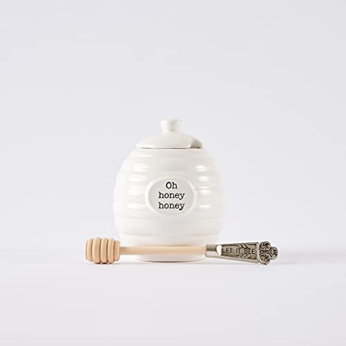Mud Pie Honey Pot Serving Set, 4x3, White