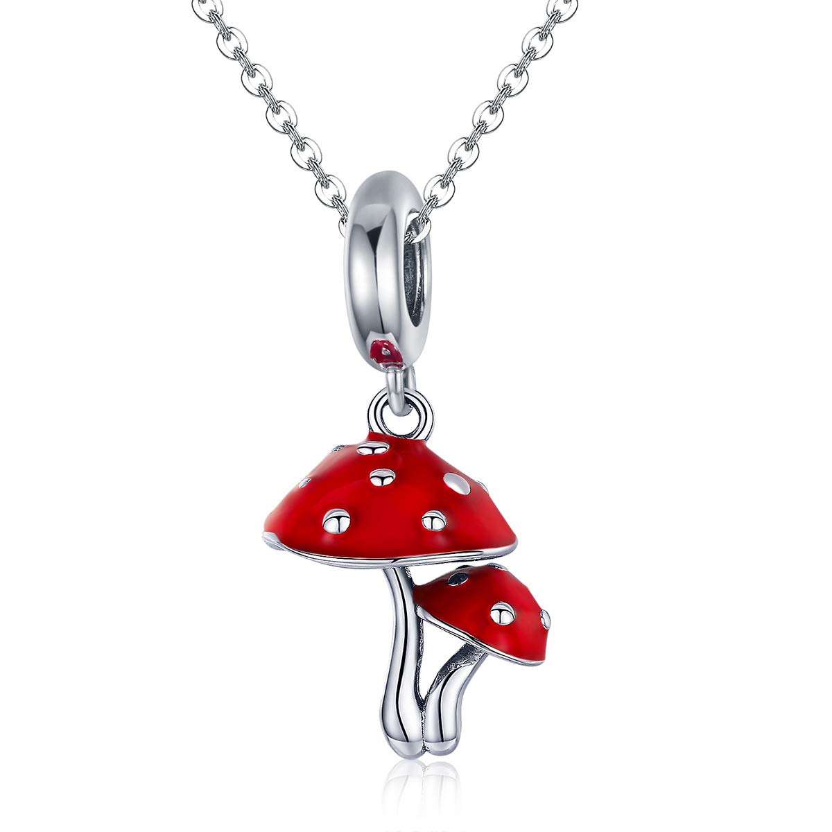 ABAOLA Botany Charm 925 Sterling Silver Cactus Charm Flowers Beads for Fashion Charms Bracelet & Necklace (Mushroom Charm)