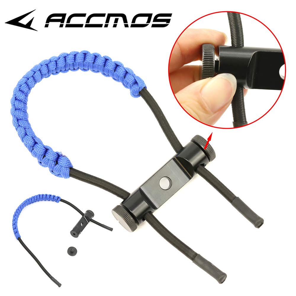 ACCMOS Compound Bow Sling Archery Wrist Sling Adjustable Multifunction Braided Parachute Cord Strap for Hunting Shooting Black