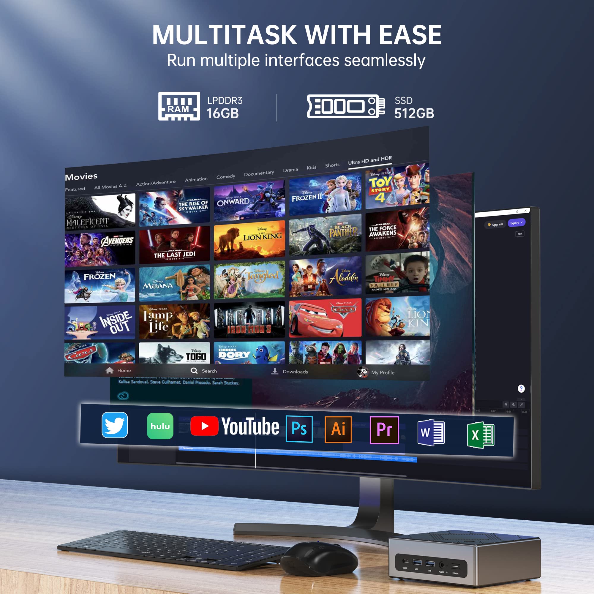 ACEMAGICIAN Mini PC Intel i7 10810U, 16GB RAM 512GB M.2 2280 SSD Mini Computers, Mini Desktop Computer Windows 11 Pro 4K/WiFi5/BT 4.2/Dual HDMI/LAN/USB 3.0/VESA/Auto Power On/Office Home