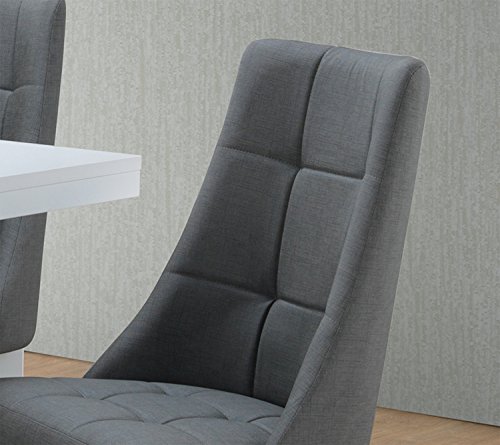 Kings Brand Furniture Milan 7 Piece White Modern Rectangle Dinette Dining Room Table & 6 Grey Vinyl Chairs, 70.9" W x 39.4" D x 30.5" H