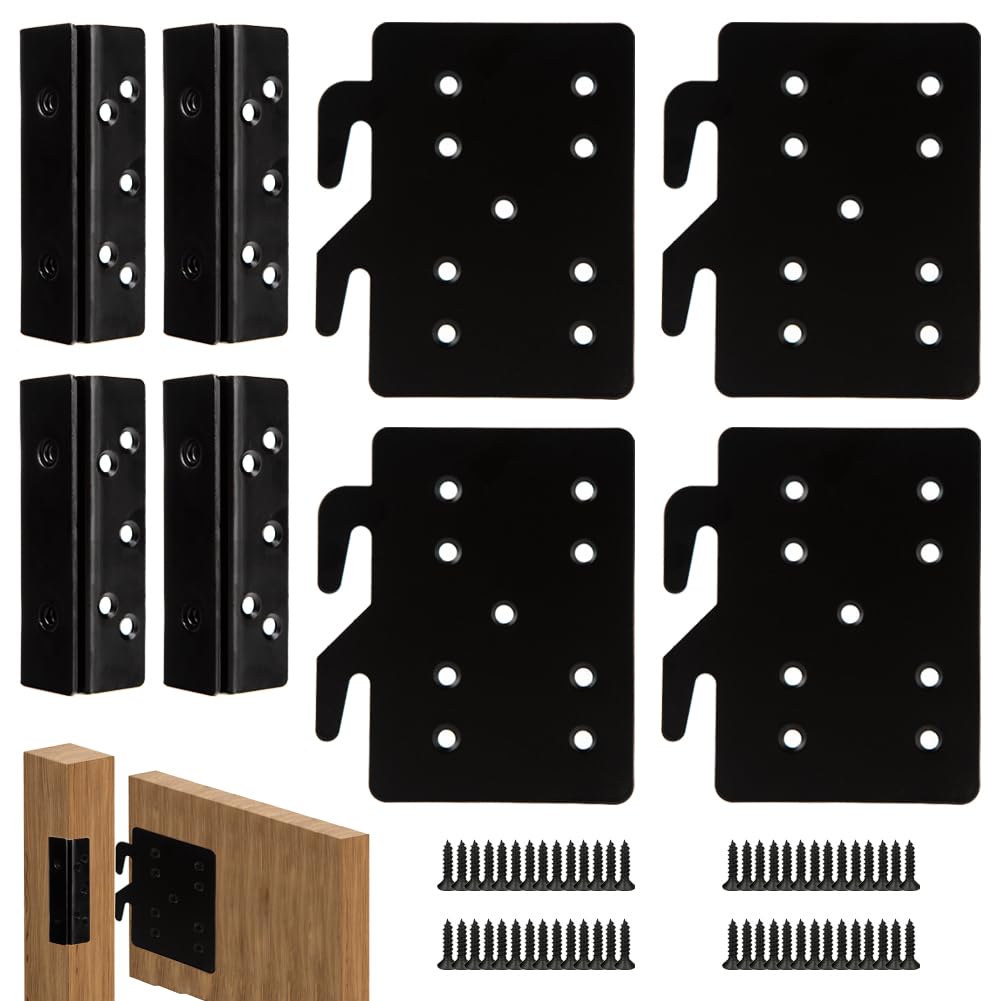 AKBFOX Bed Rail Hooks, Bed Rail Brackets, Bed Rail Hardware, Universal Bed Frame Parts Replacement with Double Hook Slot for Wooden Bed