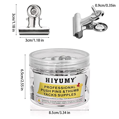 Push Pins Clips, 30 Pieces Heavy Duty Clips with Pins for Cork Boards, Bulletin Boards and Cubicle Walls for Office School Home and No Holes for The Paper (Silver)