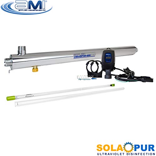 APPLIED MEMBRANES INC. Solapur Whole House Ultraviolet Water Purifier UV Sterilizer for Point of Entry Drinking Water Purification | 15 GPM | Helios Series UV-SPH-15