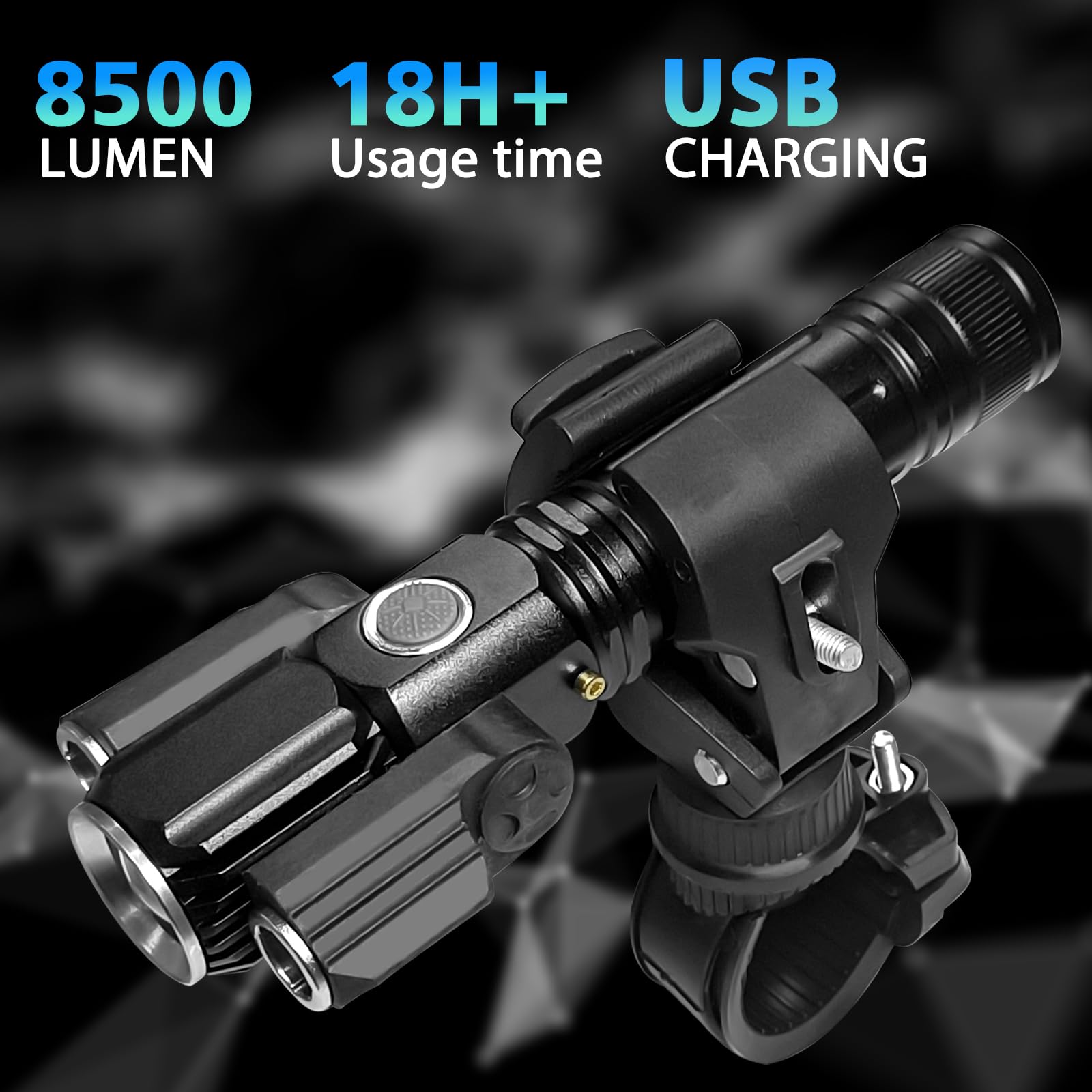 8500 Lumen Supe Bright USB Rechargeable Bike Light Set, 4 Modes,Powerful Bicycle Headlight and Back,18+ hrs, IPX6 Waterproof Bike Lights for Night Riding, for Road Mountain Cycling Accessories