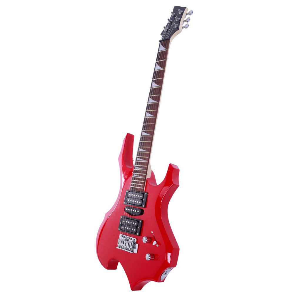 Electric Guitar,Novice Flame Shaped Electric Guitar HSH Pickup Bag,Strap Paddle Rocker Cable Wrench Tool,Affordable & Great Electric Guitars for Beginner Starter (Yellow)