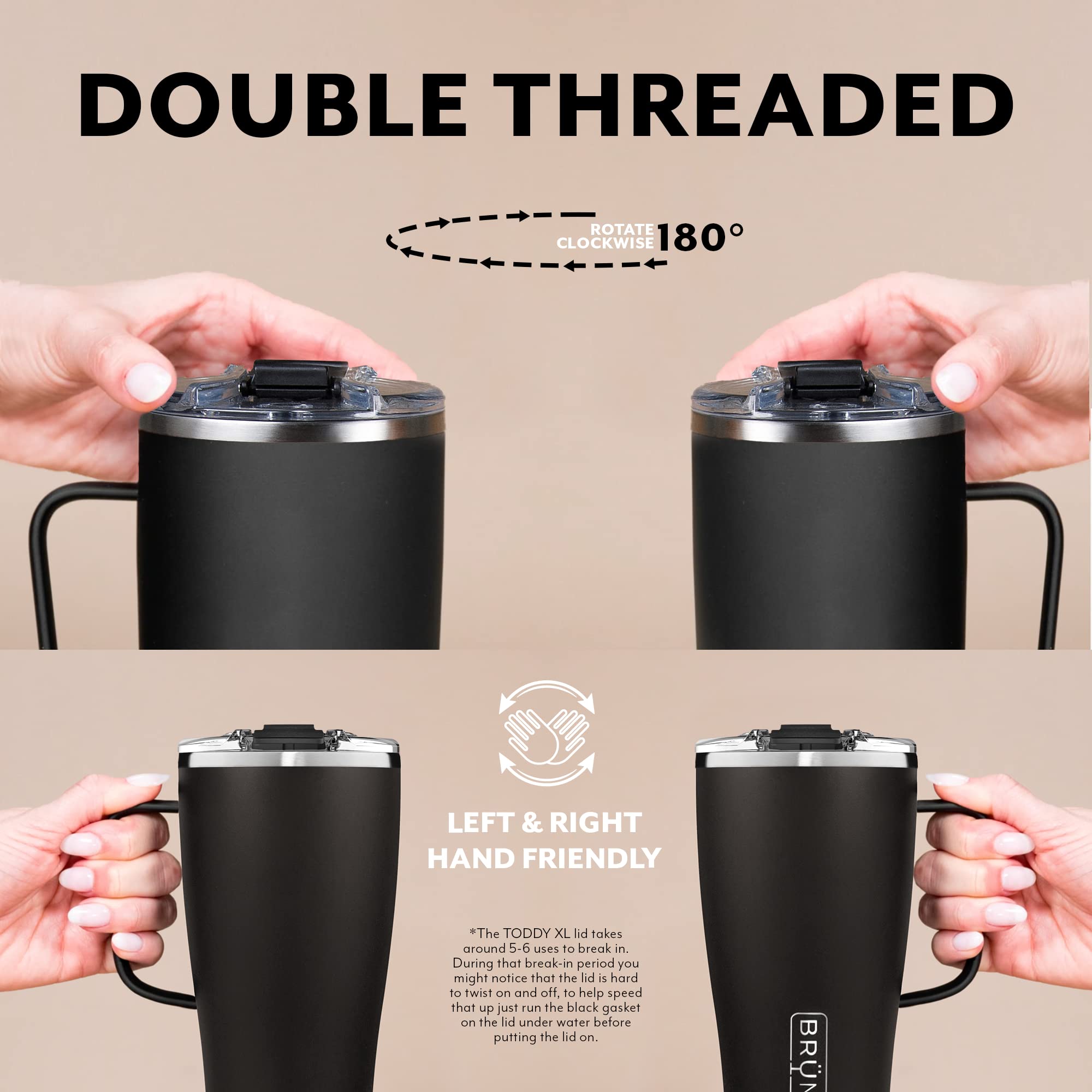 BrüMate Toddy XL - 32oz 100% Leak Proof Insulated Coffee Mug with Handle & Lid - Stainless Steel Coffee Travel Mug - Double Walled Coffee Cup (Glitter Rainbow)