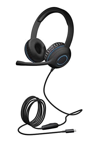 Cyber Acoustics Stereo USB-C Headset (AC-5014) for PC & Mac, in-line Controls for Volume and Mic Mute, Noise-Canceling Mic with Adjustable Boom, Perfect for Classrooms or Home