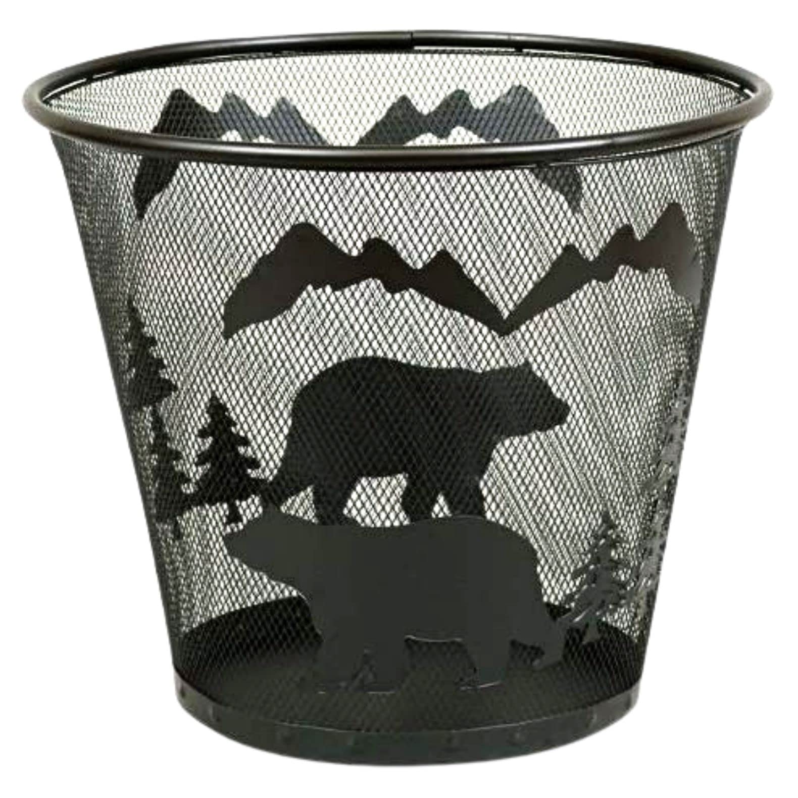 BestGiftEver Wastebaskets with Black Bear and Mountain Scenery Design - Rustic Cabin Lodge Decor