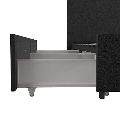 Novogratz Kelly Bed with Storage, King, Dark Gray Linen