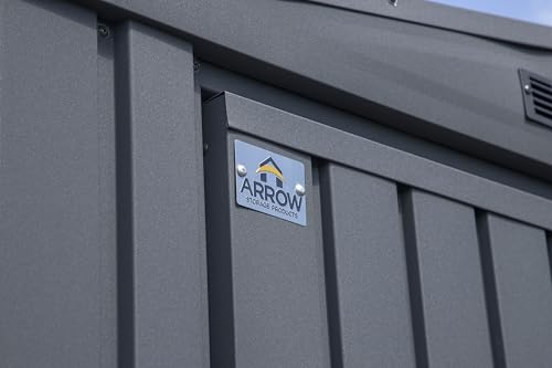 Arrow Shed Elite 14' x 14' Outdoor Lockable Gable Roof Steel Storage Shed Building, Anthracite