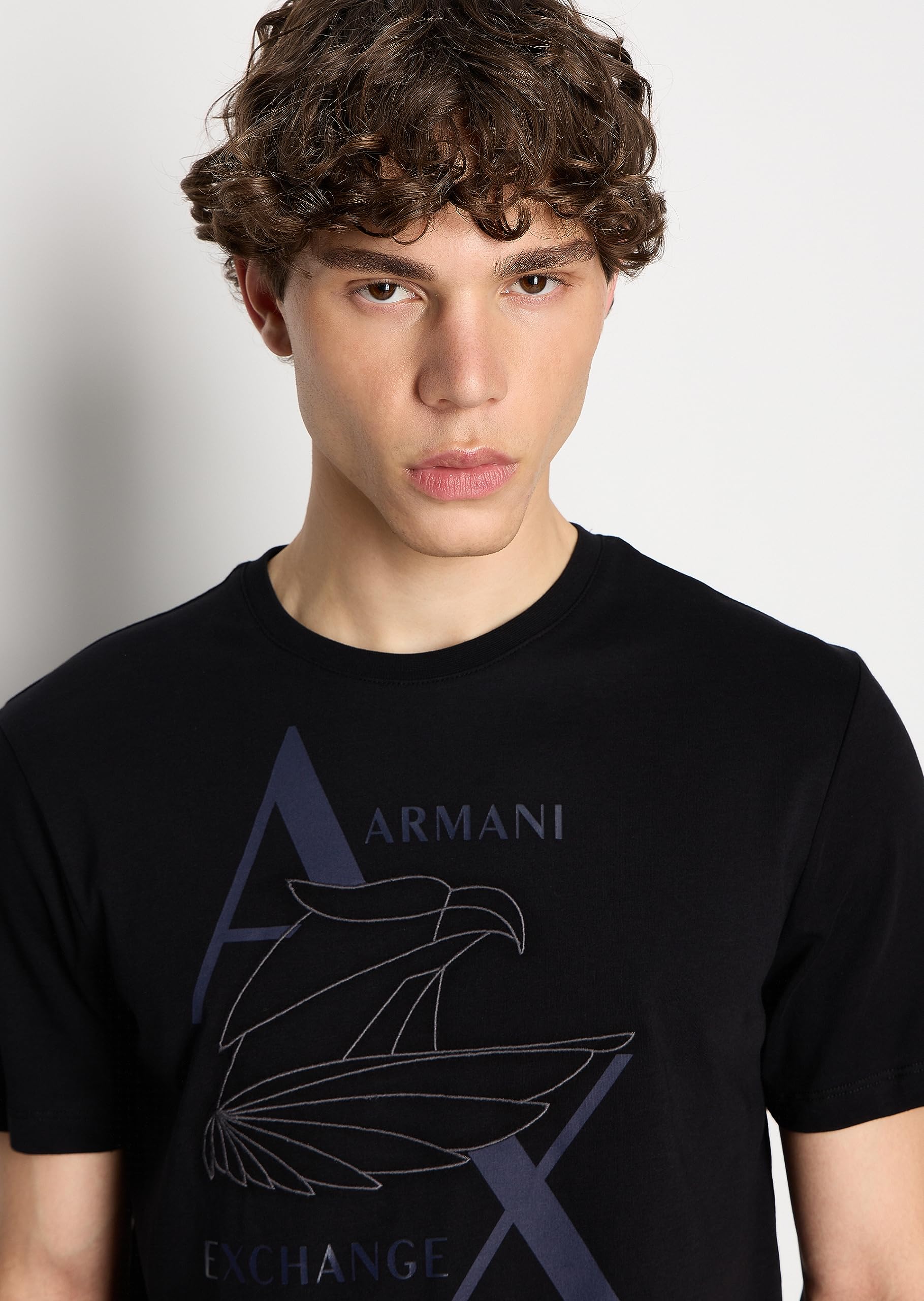 A | X ARMANI EXCHANGE Men's Regular Fit AX Eagle Tee, Black, XXL