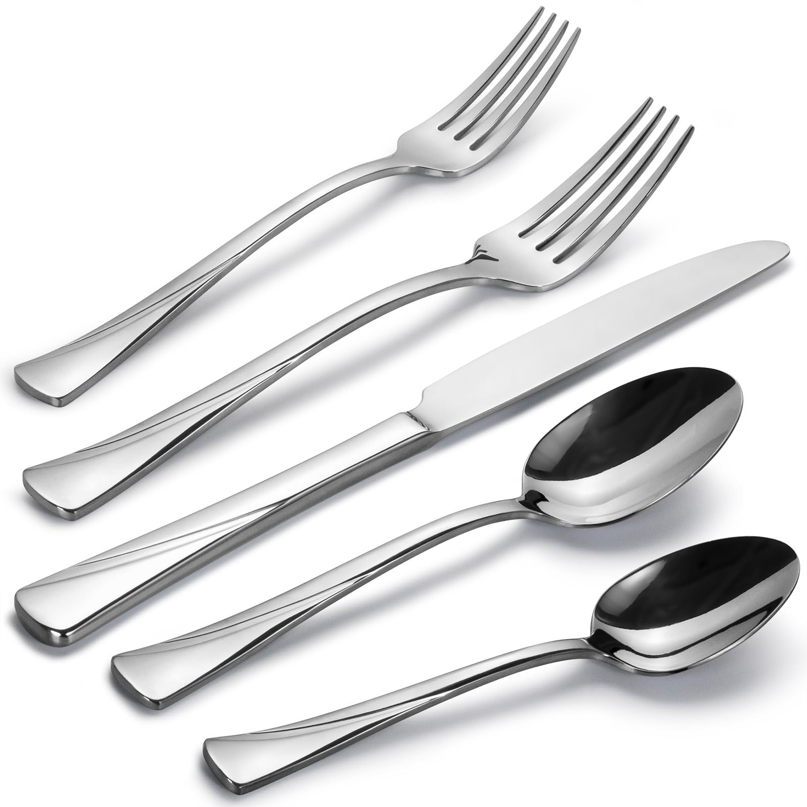 Alata Alice 20-Piece Silverware Set Stainless Steel Flatware Set,Service for 4,Mirror Polished Cutlery Set,Dishwasher Safe