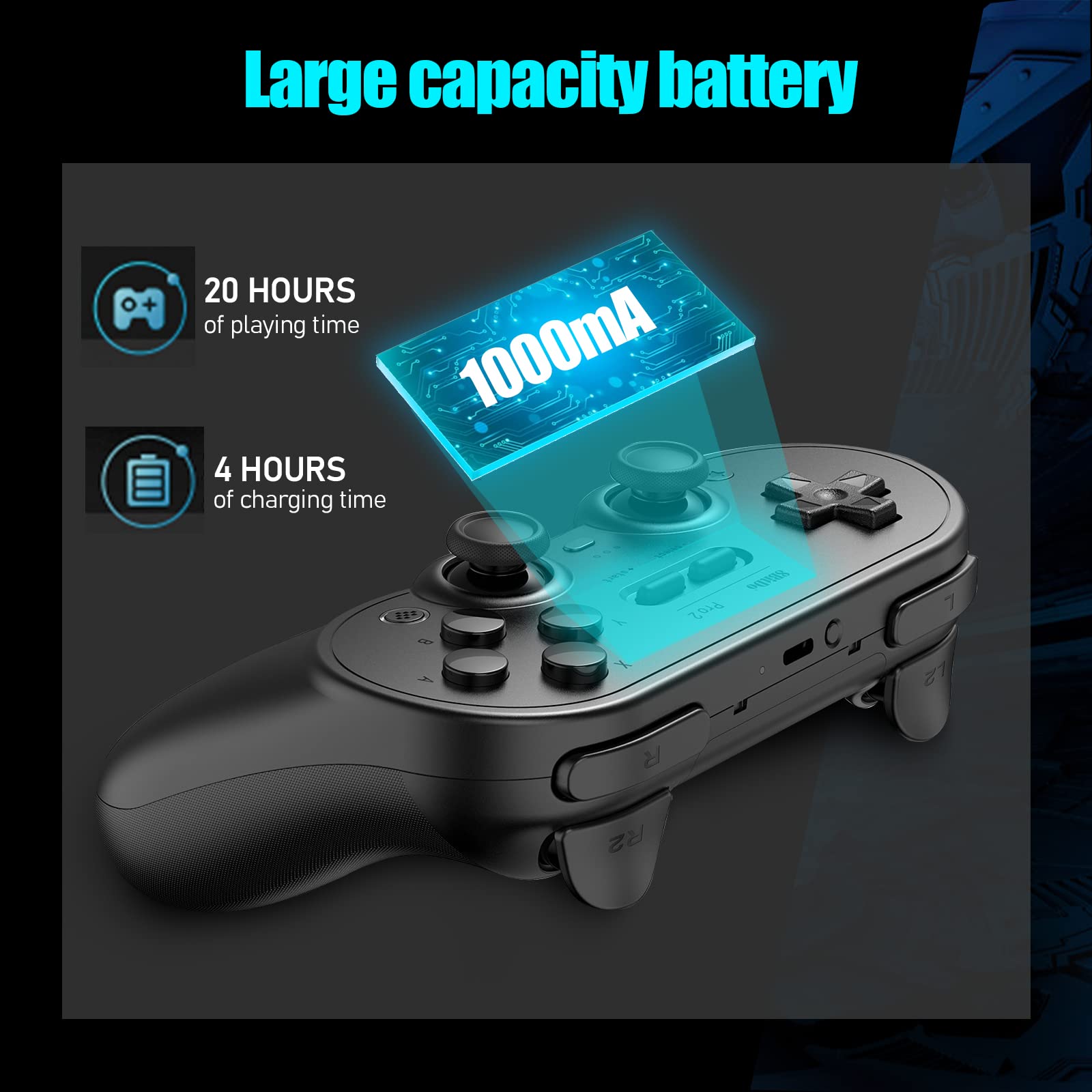 8Bitdo Pro 2 Wireless Bluetooth Game Controller for Nintendo Switch, macOS, Android, Steam, PC, Raspberry Pi (Black Edition)