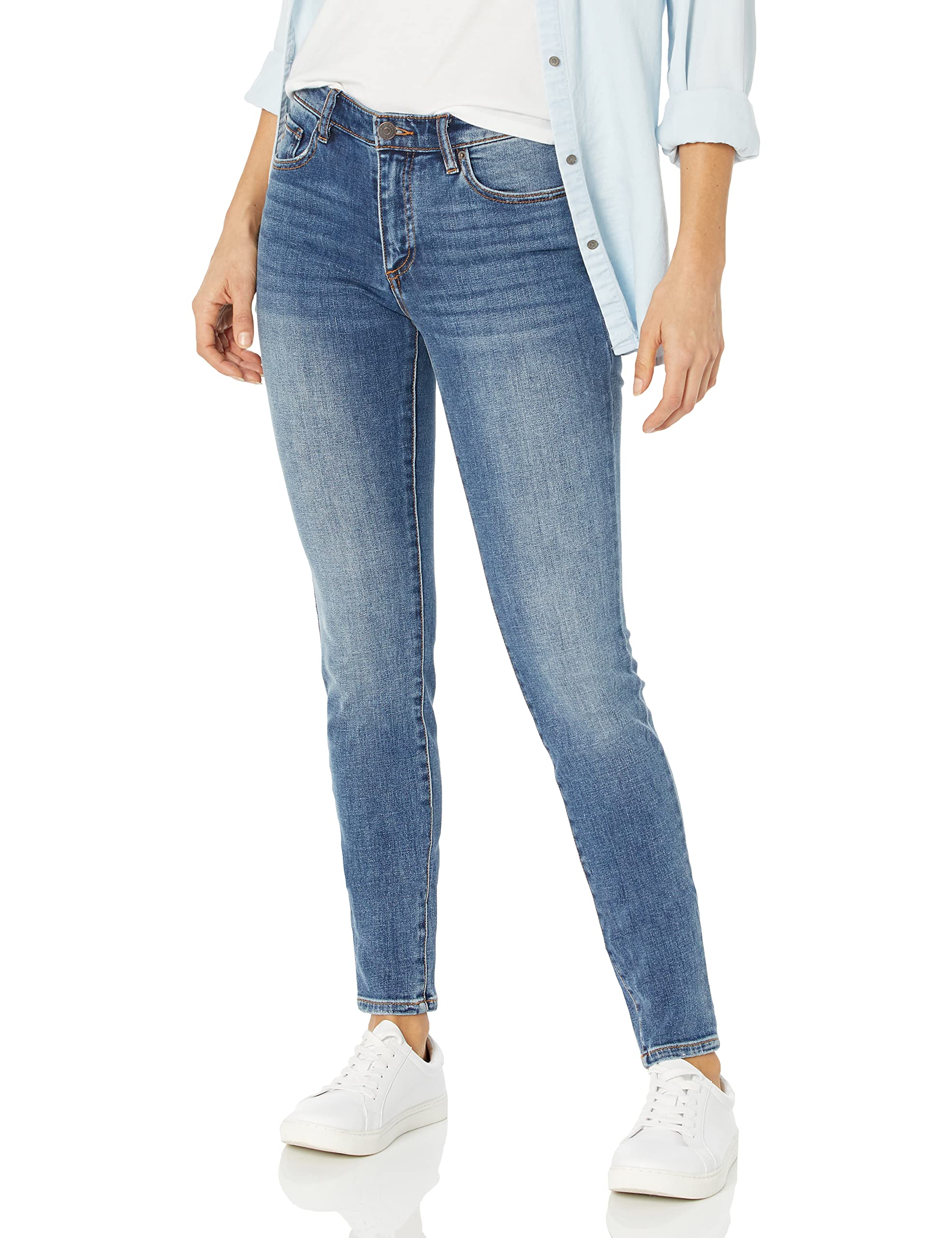 A | X ARMANI EXCHANGE Women's Wash Super Skinny Lift-Up 5 Pocket Jeans, Indigo Denim, 24