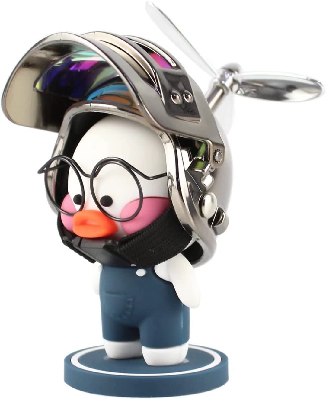Collyon Car Dashboard Ornament Cute Rubber Duck,Office Car Cab Ornaments,Cool Spectacled Duck