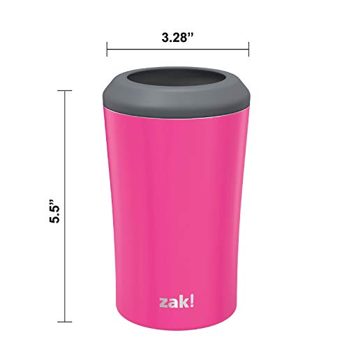 Zak Designs Durable 18/8 Stainless Steel with Vacuum Insulated Can and Bottle Cooler, Great for Cold Drinks Stay Cold in Pool and Party (12oz, Raspberry, BPA Free)