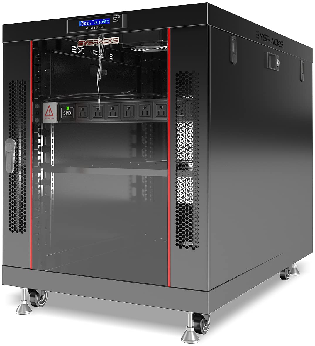 Sysracks 12U 35inch Deep Server Rack Cabinet It Enclosure Premium Series Data It Locking Under Desk Network Rack with Wheels PDU and Other Accessories