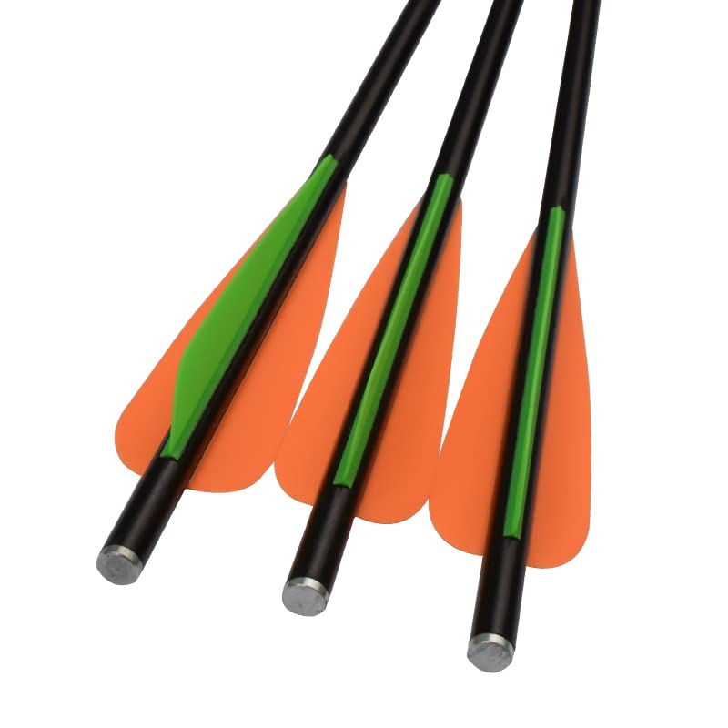 8031 Fiberglass Crossbow Bolts 14Inch Hunting Archery Arrows 12PCS/Pack (One Green Two Orange Vanes)