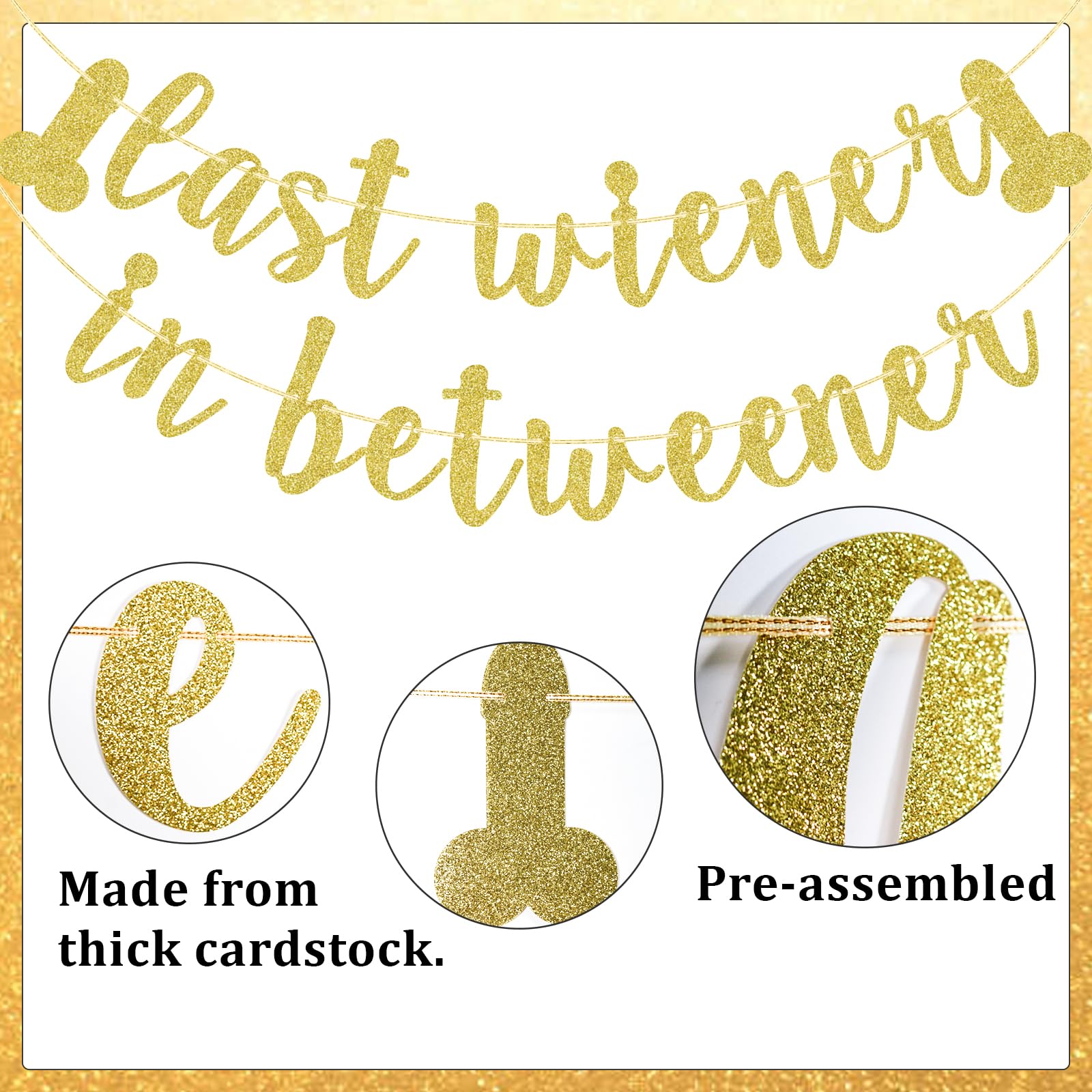 Funny Bachelorette Banner, Bachelorette Party Banner, Funny Bridal Shower Decorations, Bachelorette Party Decorations Supplies (Gold Glitter)