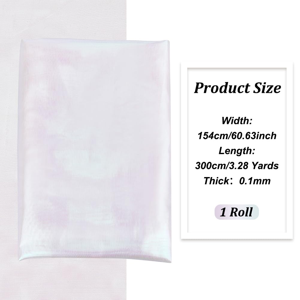 BENECREAT 3.3 Yard Magic White Rainbow Laser Gradient Organza Lace Fabric, Iridescent Holographic Gauze Fabric for Bridal Veils Dress, DIY Crafts Curtain Home Decor