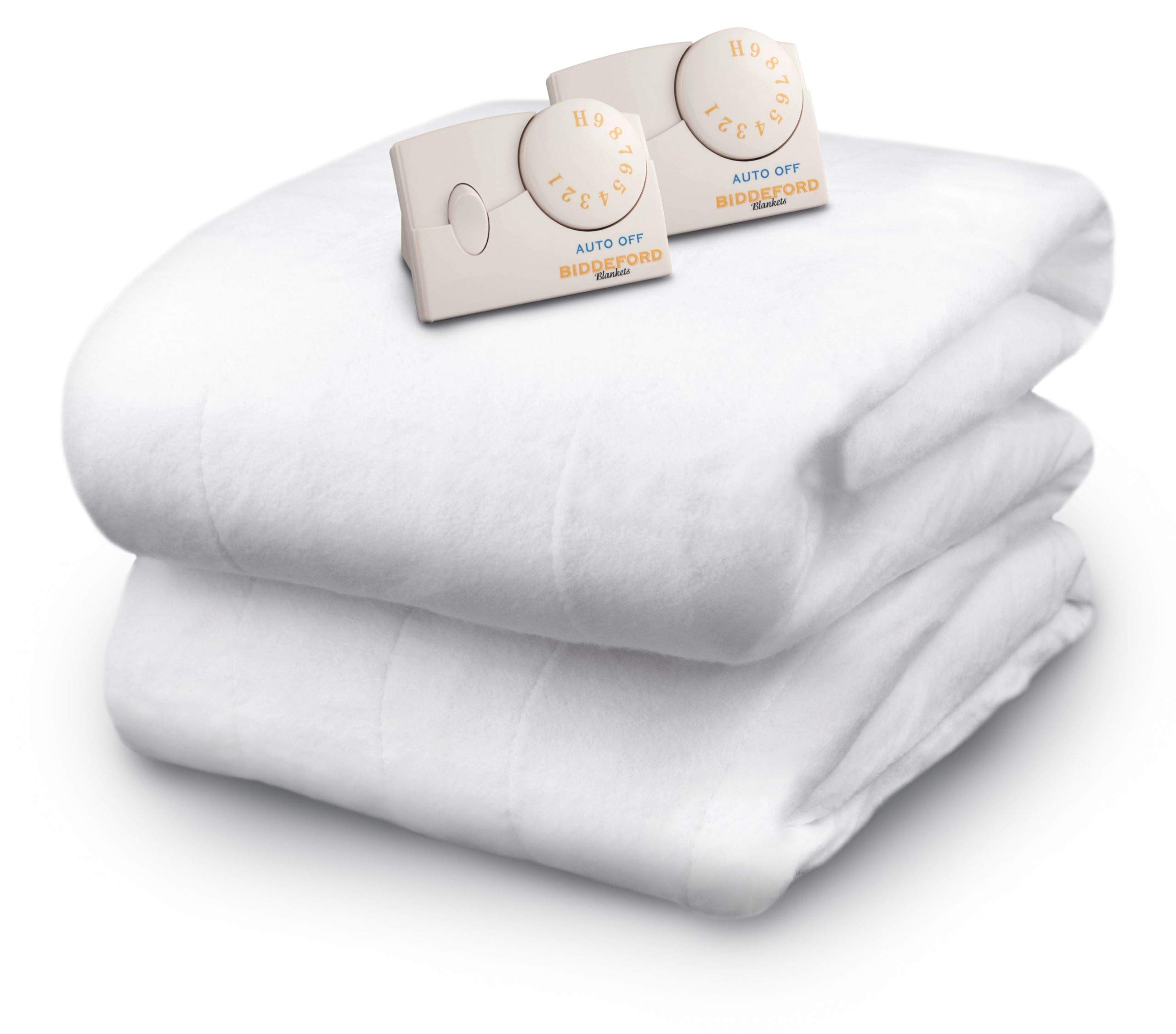 Biddeford Blankets Polyester Electric Heated Mattress Pad with Analog Controller, Queen, White