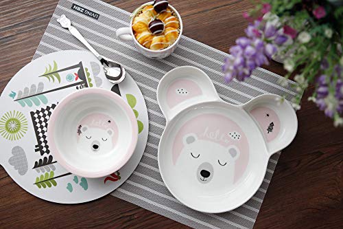 ZEN Hello Hello Porcelain Childrens Kids Dinner Set of 3 (PINK)