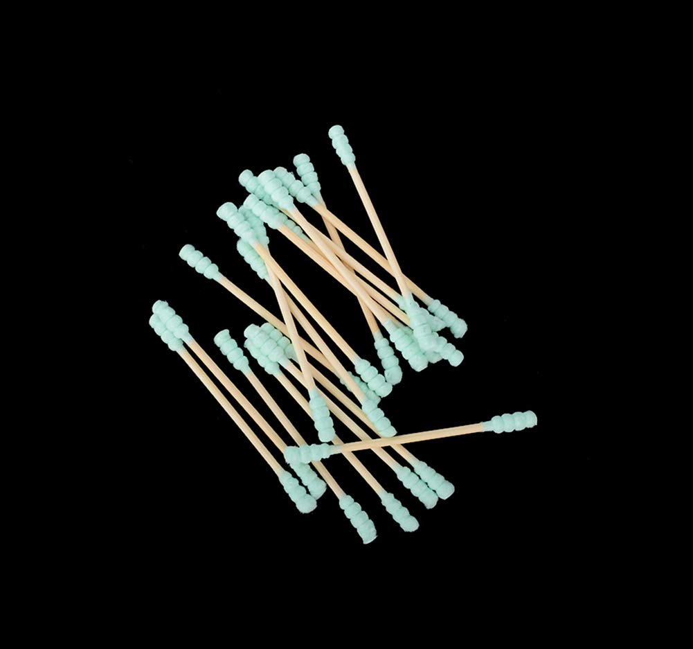 AKOAK 100 Pcs/set Colorful Double Head Spiral Cotton Swabs, Ear Picking Cotton Swabs, Makeup Remover Sanitary Swabs (Green)