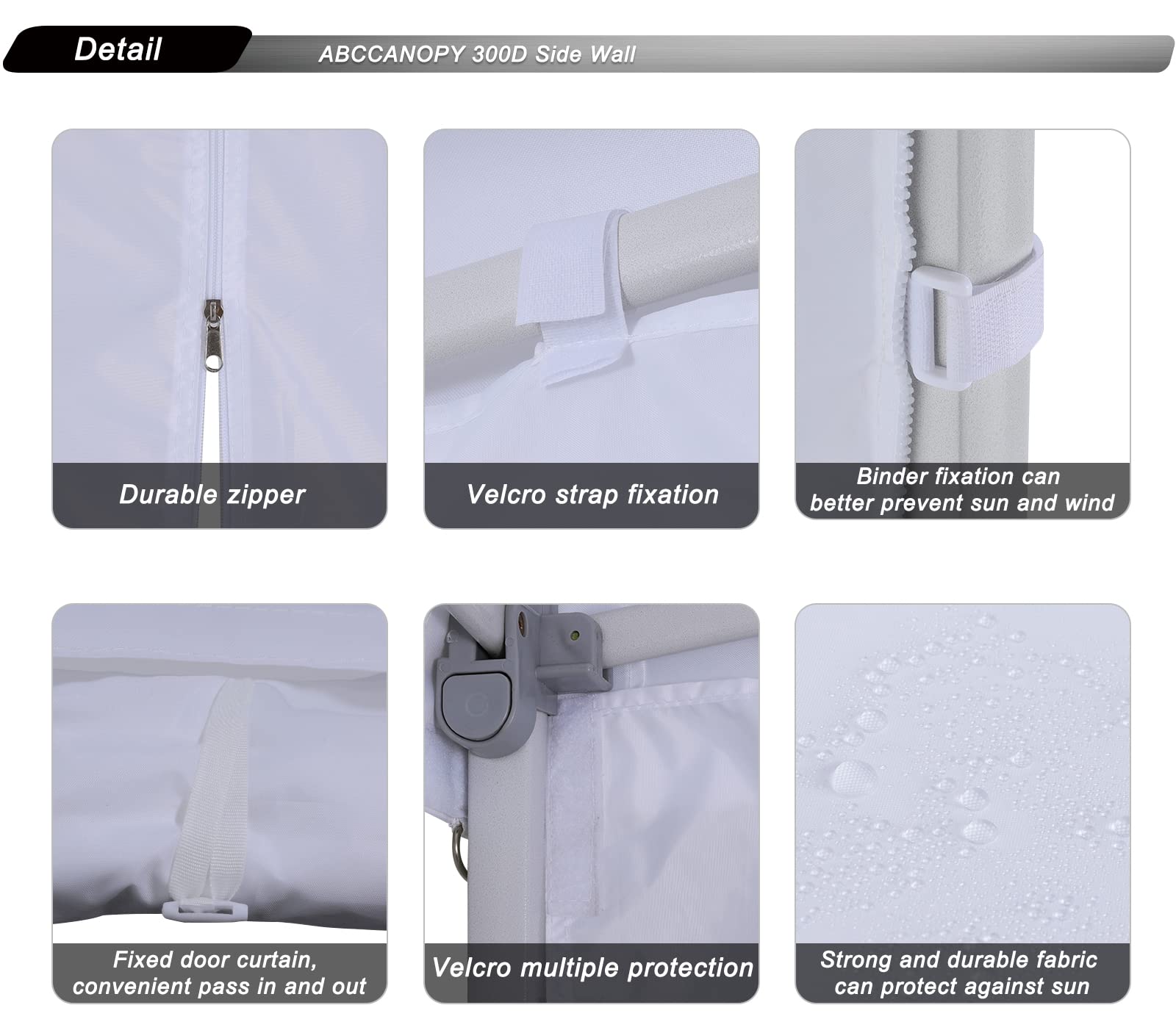 ABCCANOPY Canopy Rolling Door 8X8 FT with Zipper, 1 Pack Door Only, NOT Including Frame and Top, White