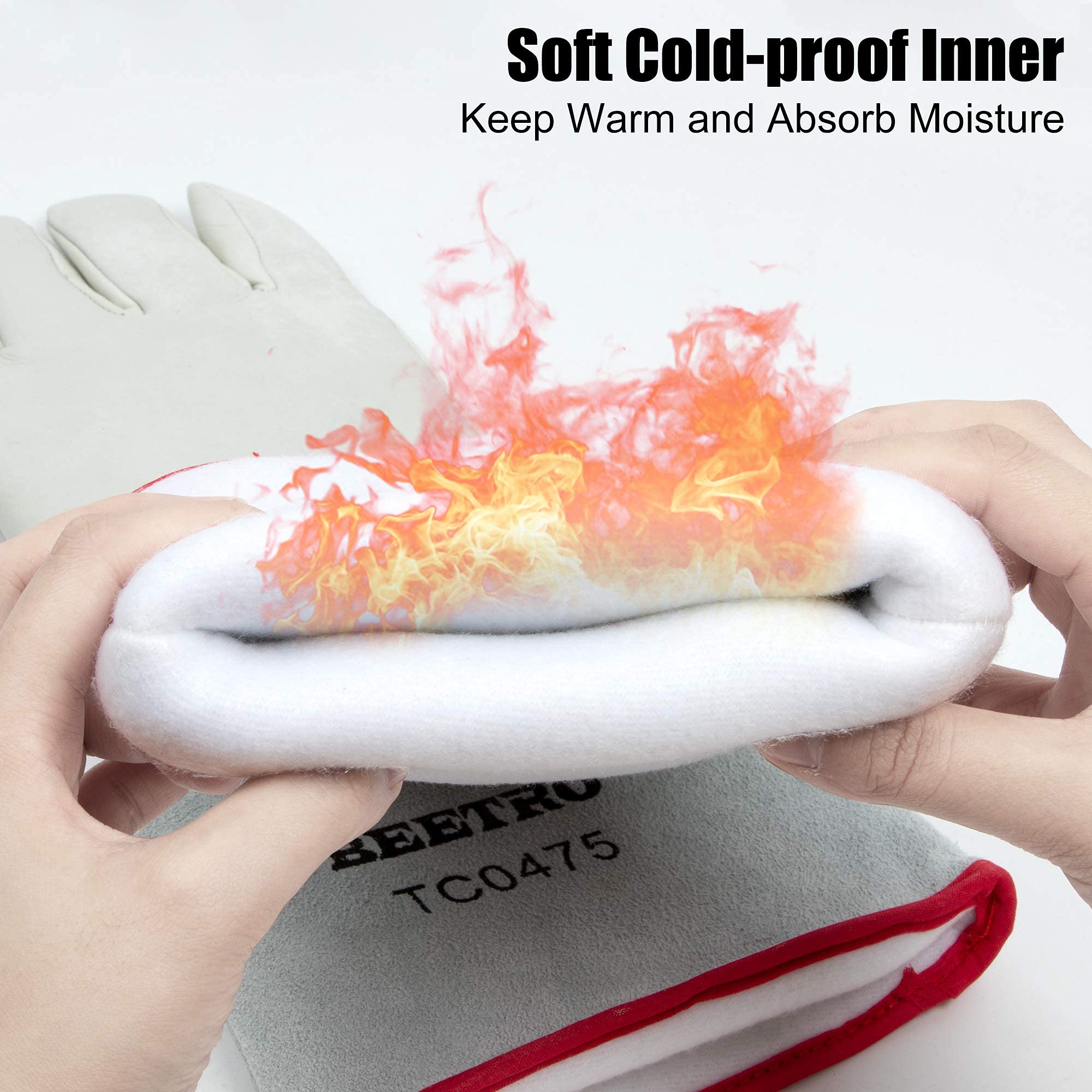 BEETRO -292℉— -418℉/-180℃— -250℃ or Above Antifreeze Gloves for Dry Ice Handling Liquid Nitrogen Low Temperature Resistant Sponge Inner 16 Inch