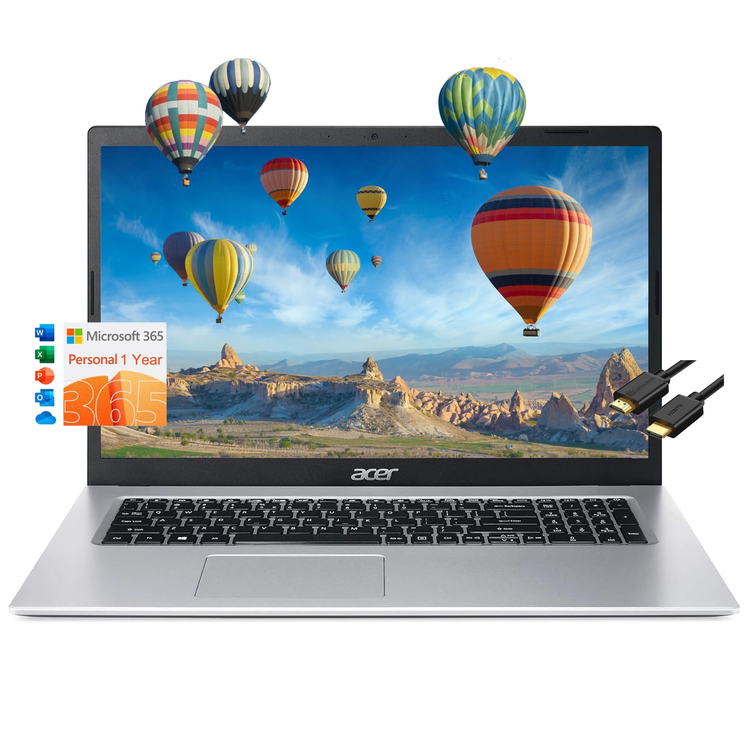 acer Aspire 1 A115-32-C96U Home & Student Slim Laptop (15.6" FHD, Intel Celeron N4500, 16GB RAM, 512GB SSD, UHD Graphics) 1-Year Office 365, Ethernet, Wi-Fi, Webcam, IST HDMI, Win 11 Home, Silver