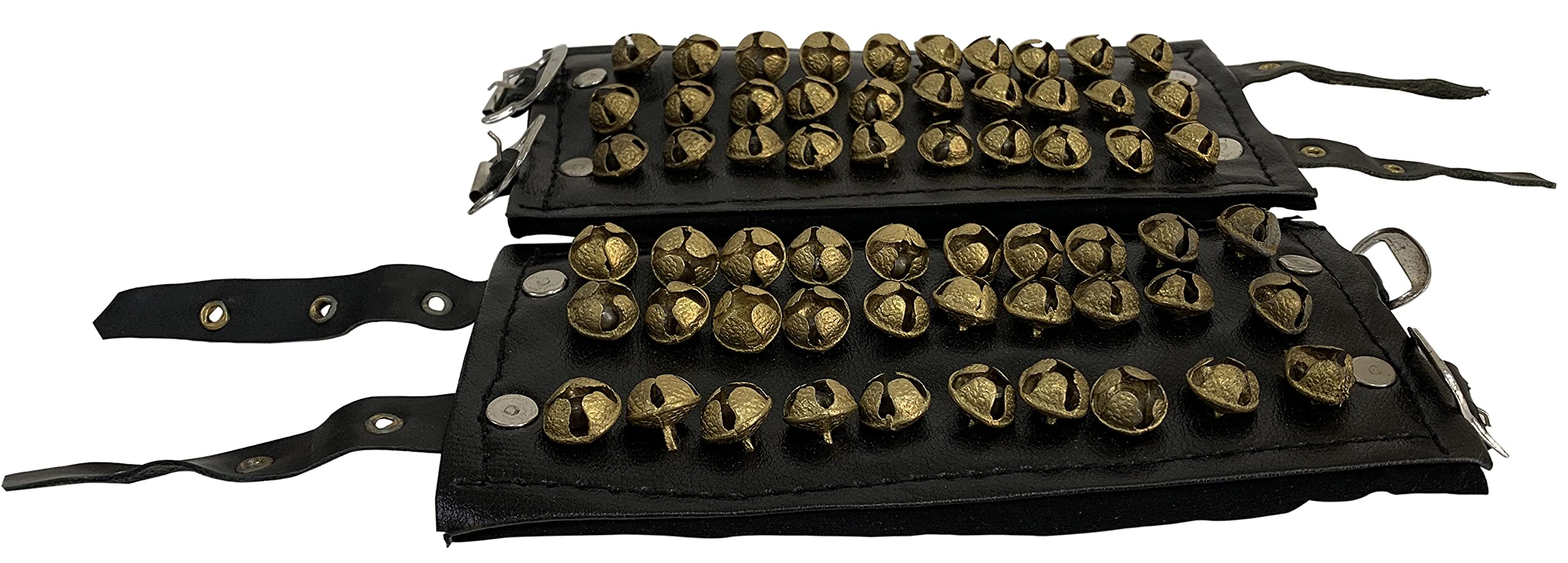 Dancinging ghungroo bells leather Pads |Indian Classical Dancers Anklet Musical Instrument Bell,Ankle bells Dance Accessories Bharatnatyam, Kuchipudi, Odissi Ghungru 3 Line No.16 Black Pad