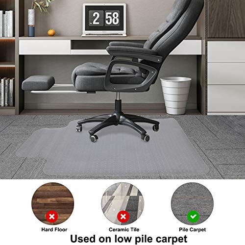 Office Desk Chair Mat for Carpet Floor Low Pile PVC Protection Anti-Slip Floor Mat Carpeted Chair Mat 48" x 36"
