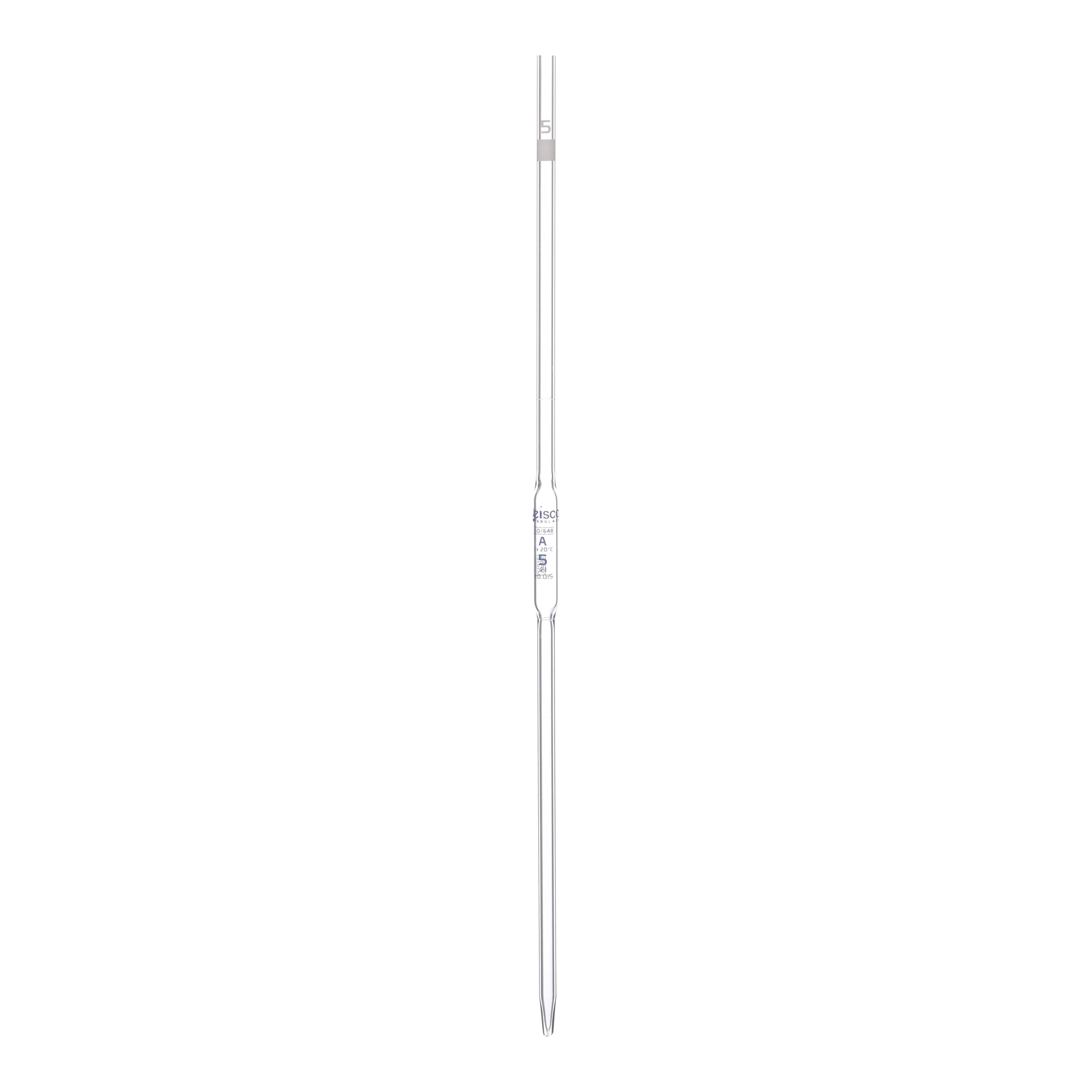 EISCO Volumetric Pipette, 5mL - Class A - Blue Markings - White Coded - Borosilicate Glass