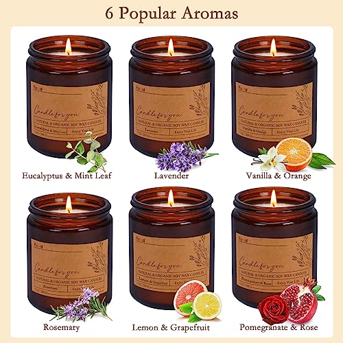 Fixwal 6 Pack Strong Scented Candles Gift Set, 42oz Candles for Home Scented Aromatherapy Soy Wax Glass Jar Candles