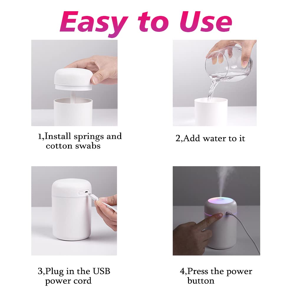 Colorful Cool Mini Humidifier, Essential Oil Diffuser, Aroma Essential USB Personal Desktop Humidifier for Car, Office Room, Bedroom etc,2 Adjustable Mist Modes (Navy Blue)