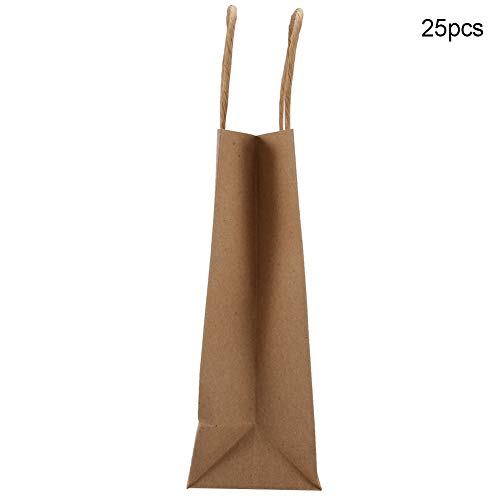 Akozon 25 PCS Gift Bag Kraft Paper For W Favor Bag With Handle Black For Home Use, Multifunctional Accessory (Yellow kraft paper)