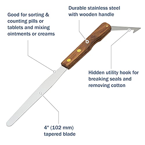Apothecary Products 4 3/4" Stainless Steel Spatula and Blade, for Pills, Medicine, Vitamins