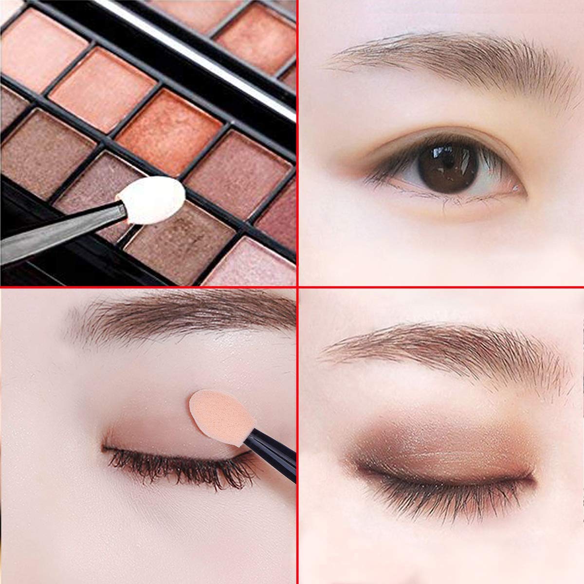 Akstore 200PCS Disposable Dual Sides Eye Shadow Sponge Applicator Eyeshadow Brushes Makeup Brush (Clear)