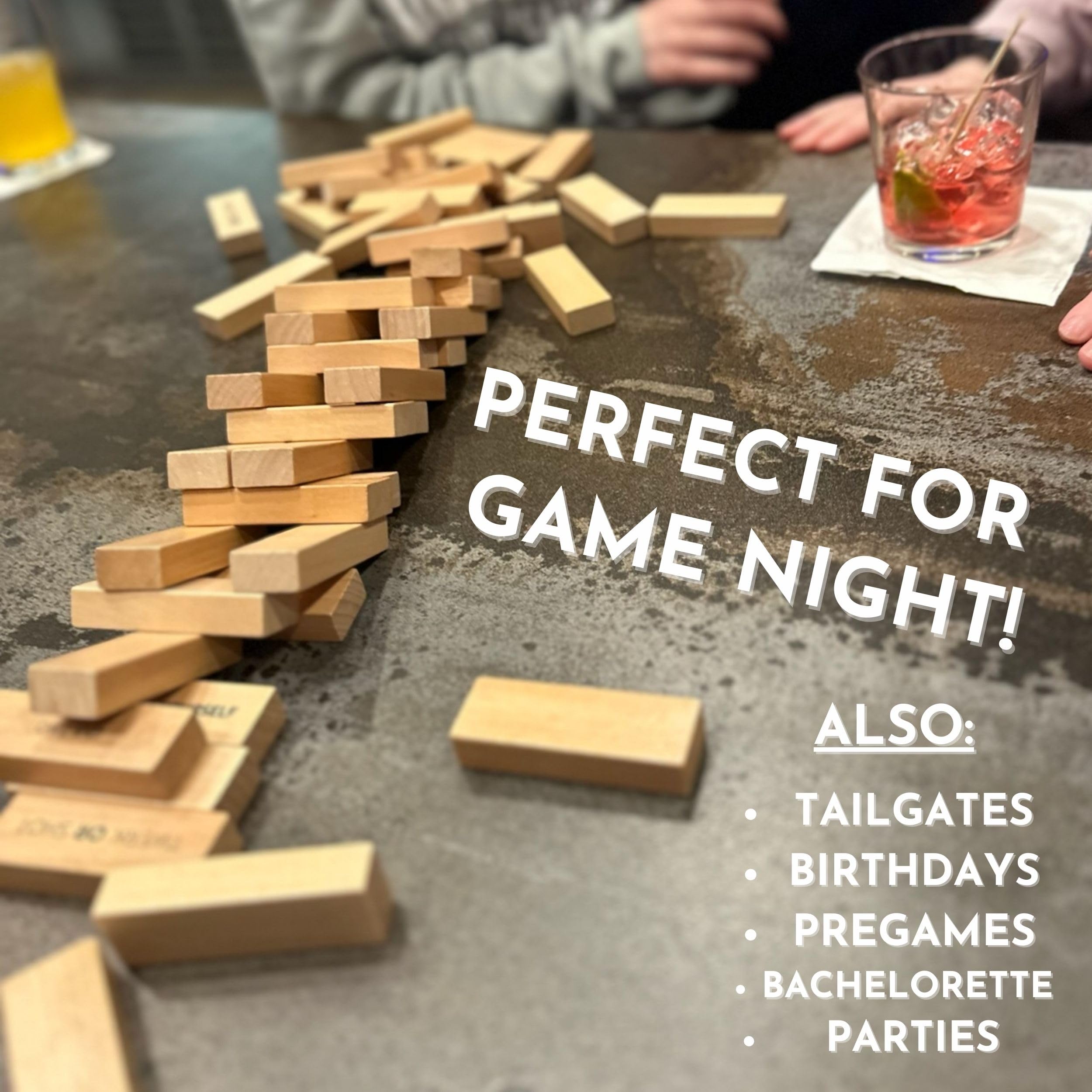 Buzzed Blocks Adult Drinking Game - 54 Blocks with Hilarious Commands and Games on 40 of Them | Perfect Pregame Entertaining Party Starter Game | Novelty Funny Gift (Black)
