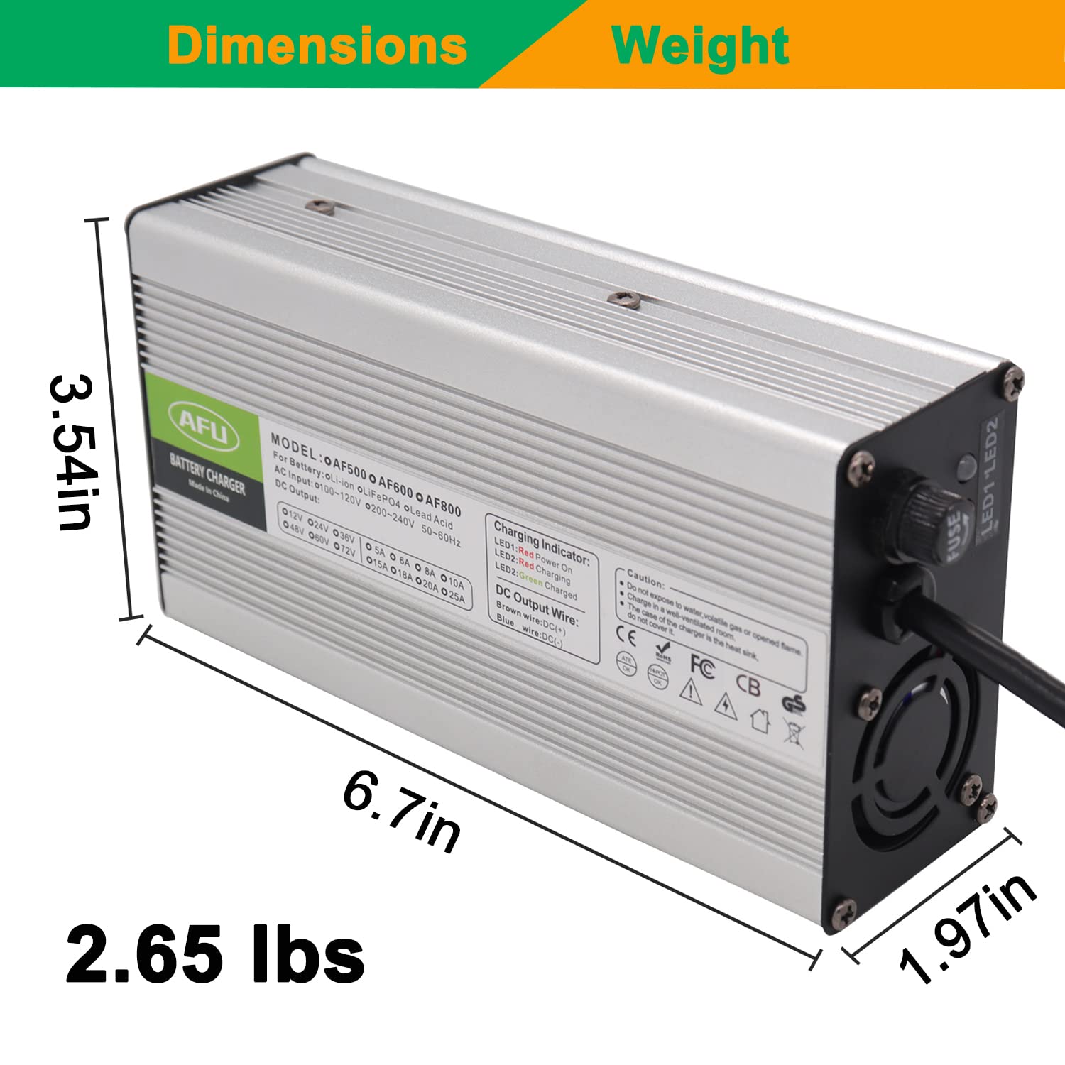 87.6V 5A LiFePO4 Smart Charger with Multiple Safety Protections Suitable with Cooling Fan for 24S 72V LiFePO4 Battery Charger